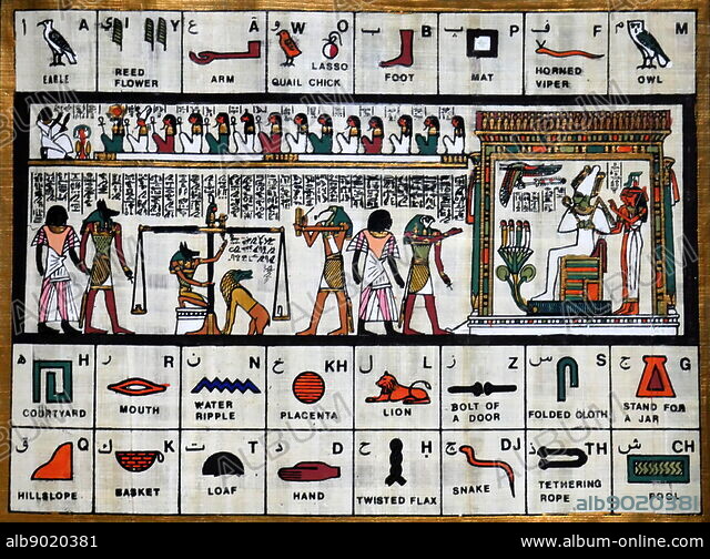 Contemporary papyrus depicting Osiris and the weighing of the heart for ... Contemporary papyrus depicting Osiris and the weighing of the heart for ...