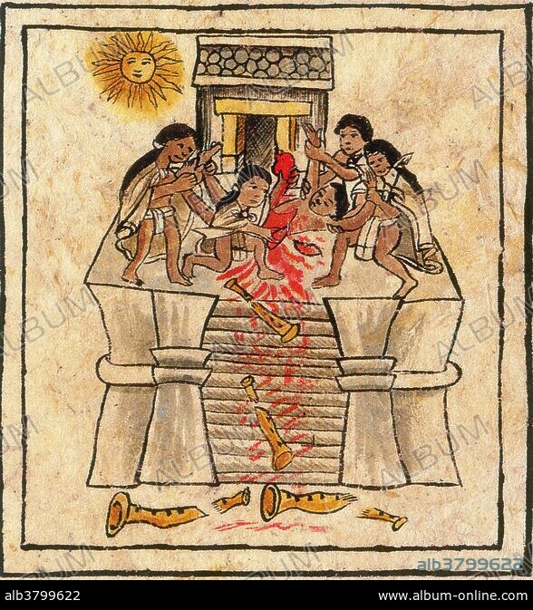 Aztec Sacrifice Drawing
