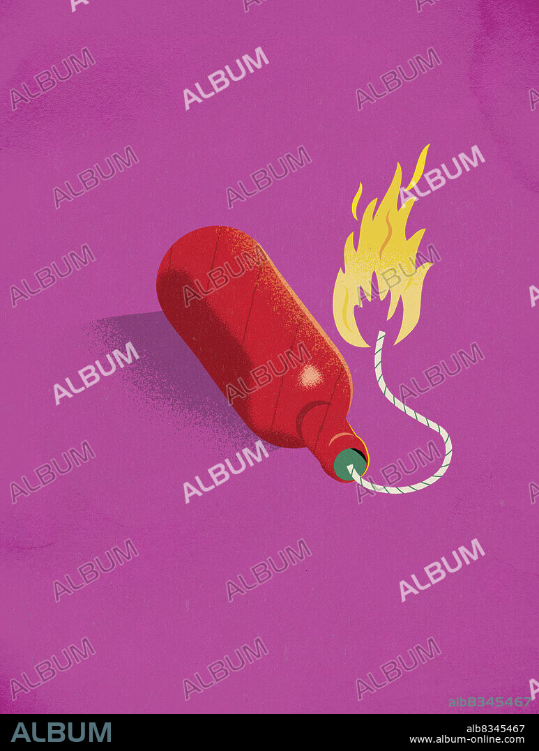 Lit Drinking Straw Fuse On Bottle Of Wine Album Alb8345467